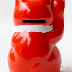 MANEKI NEKO Coinbank Japanese Lucky Cat TOKONAME Yaki Right Hand up Red ...