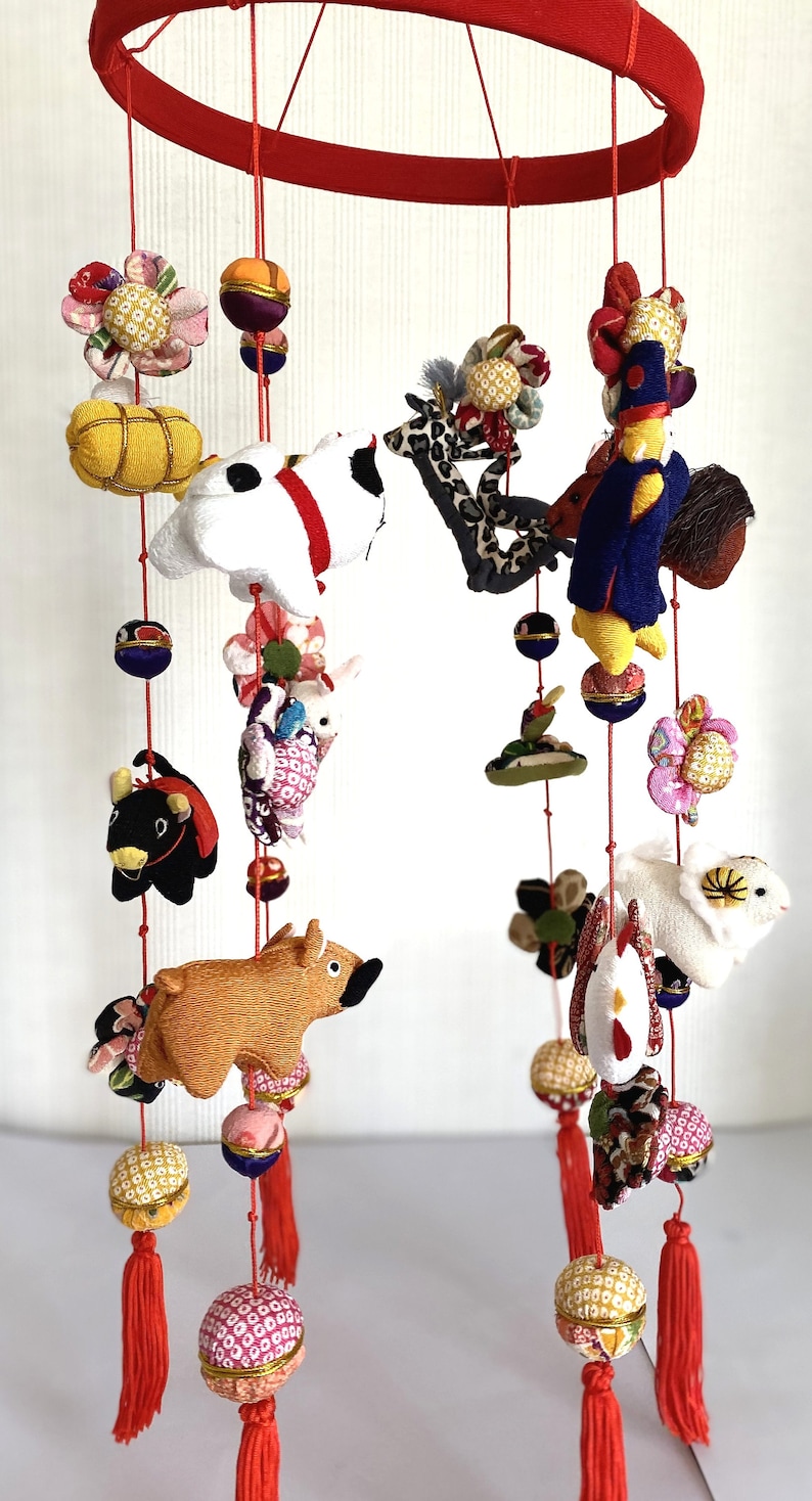 TSURUSHI KAZARI Japanese Kyoto Crepe Hanging Ornament Zodiac | Etsy