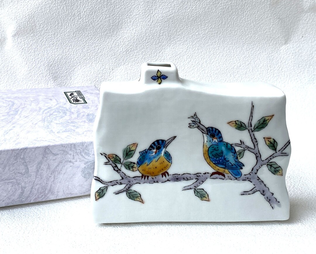 Kutani Yaki Porcelain Japanese Flower Vase Kingfisher Bird - Etsy