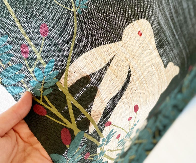 Kyoto Hangin Scroll Kakejiku Tapestry Handpaint Usagi Rabbit Moon ...