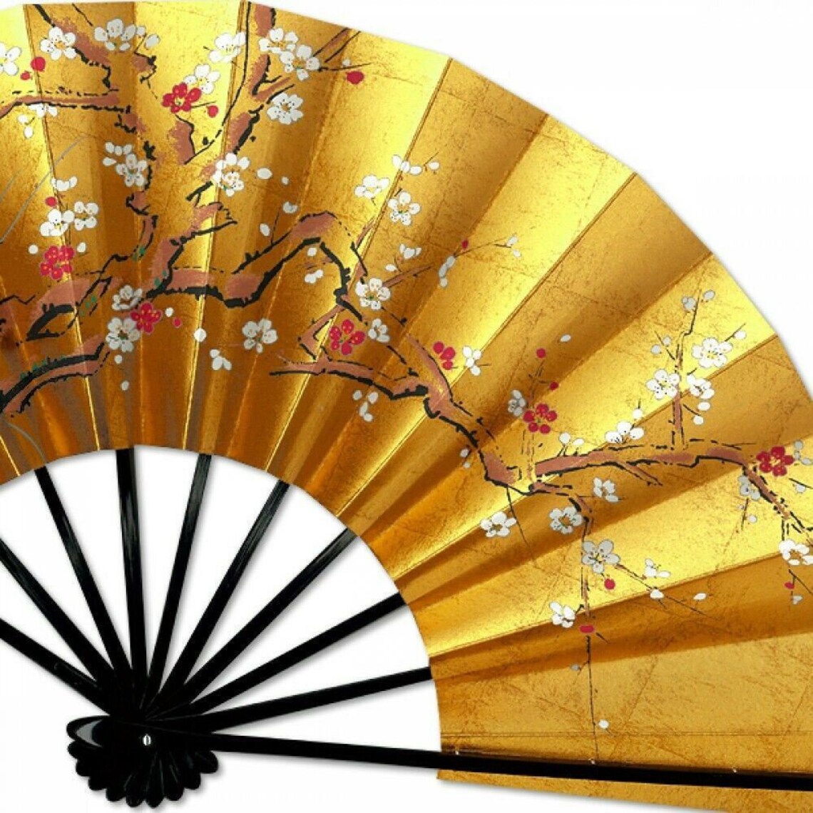 Kyoto Gold Sensu Japanese Bamboo Folding Fan Reversible Plum | Etsy