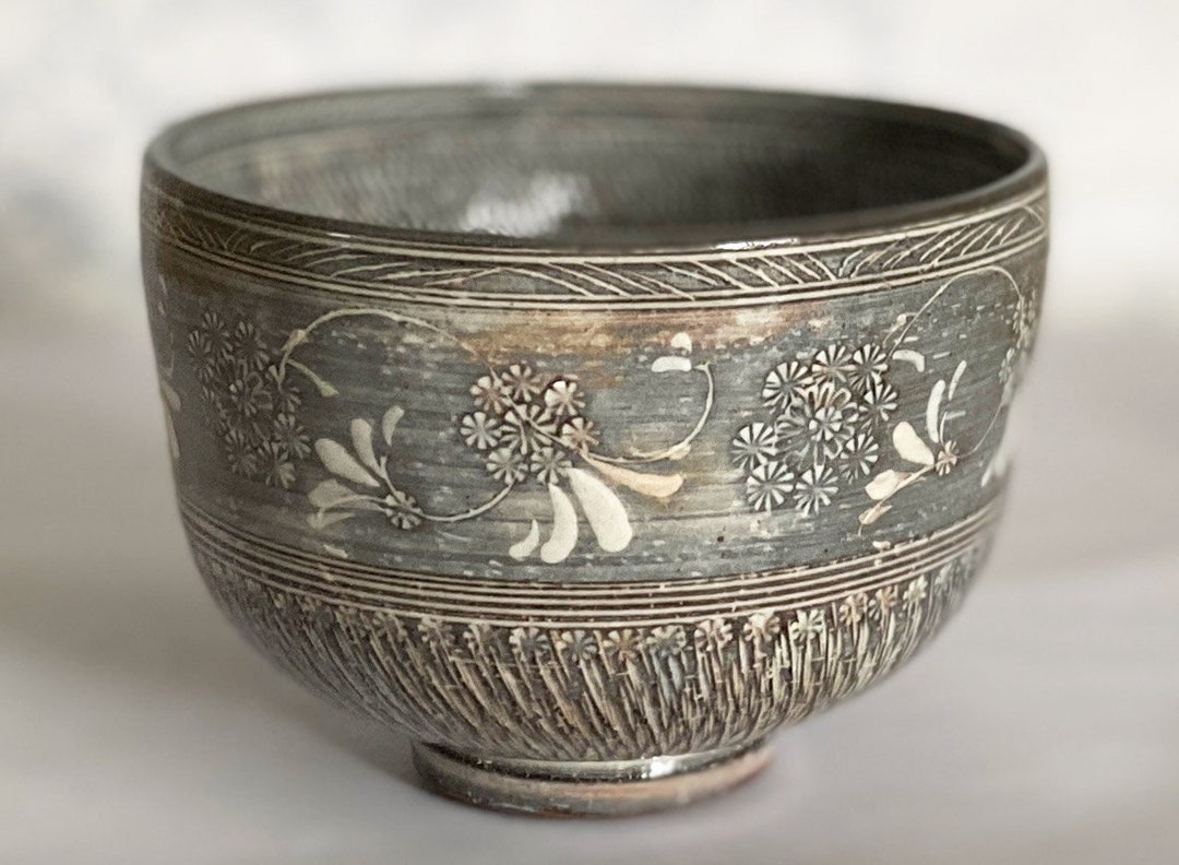 Kyo Kiyomizu Yaki Ware Japanese Matcha Tea Bowl Yusai Mishima Pattern ...