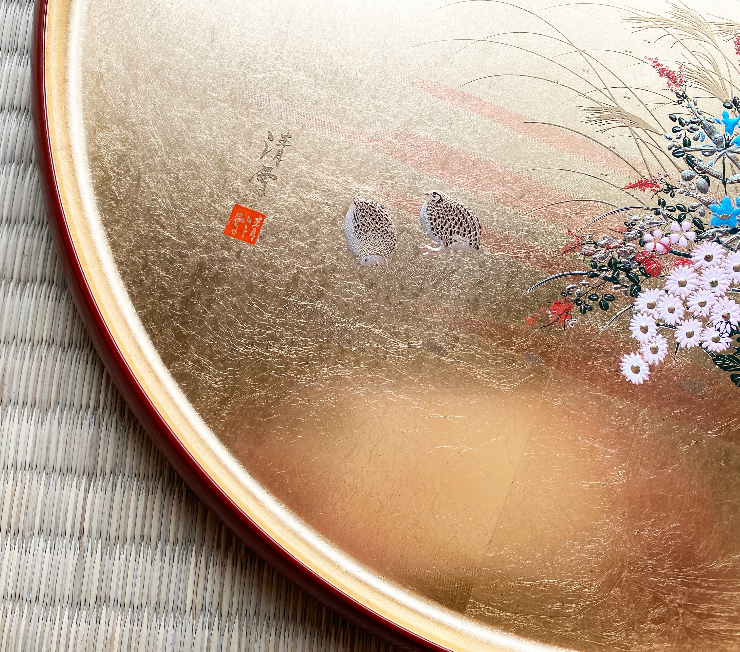 Obon Tray Yamanaka Urushi Yamanaka Lacquerware Gold Miyabi Round Japan ...