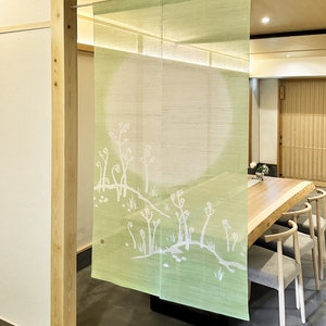 Kyoto Noren Japanese Door Curtain Linen Bracken Warabi Green Spring ...