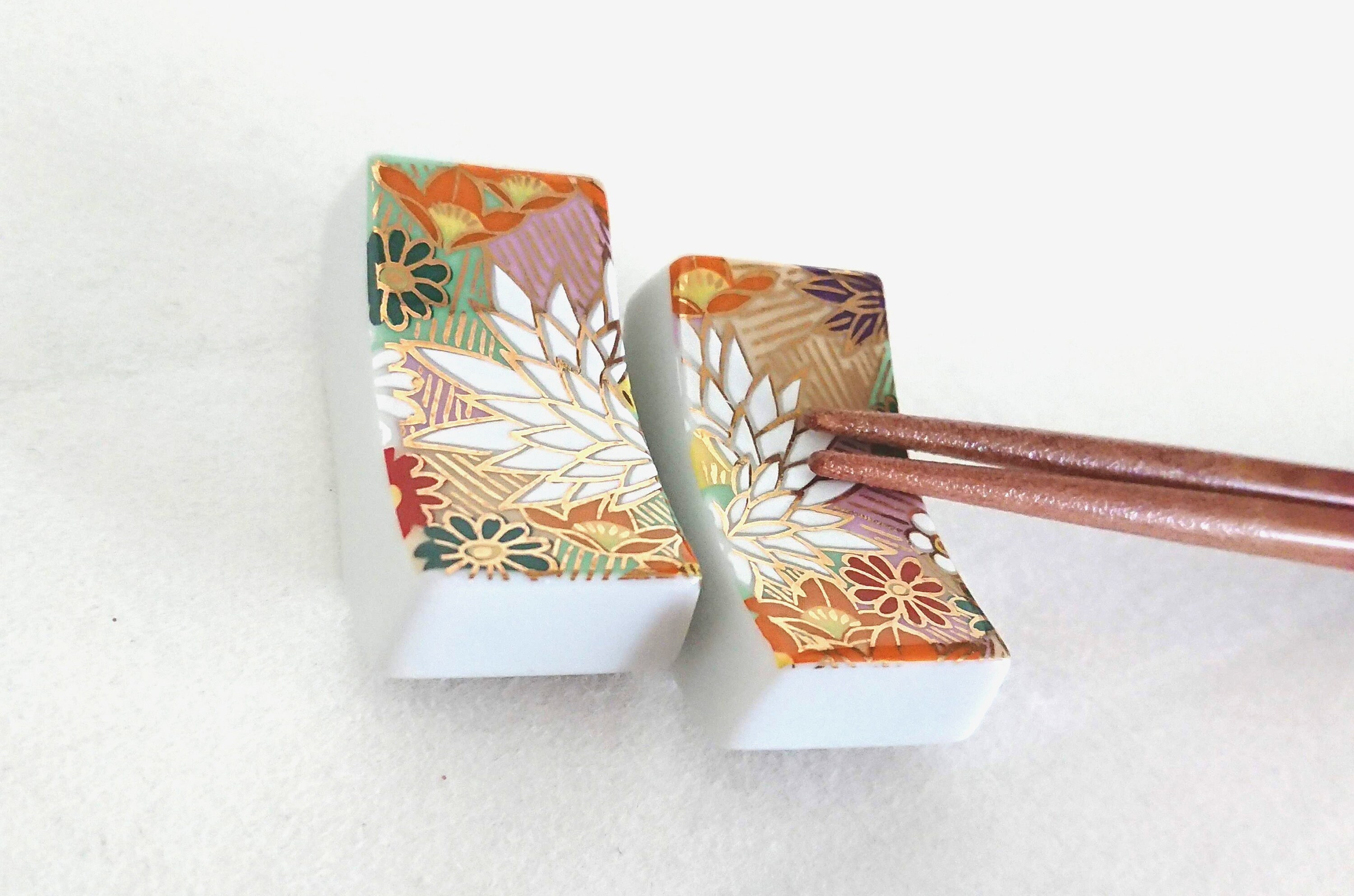 Hashioki Kutani yaki porcelain japanese chopstick rest Gold | Etsy