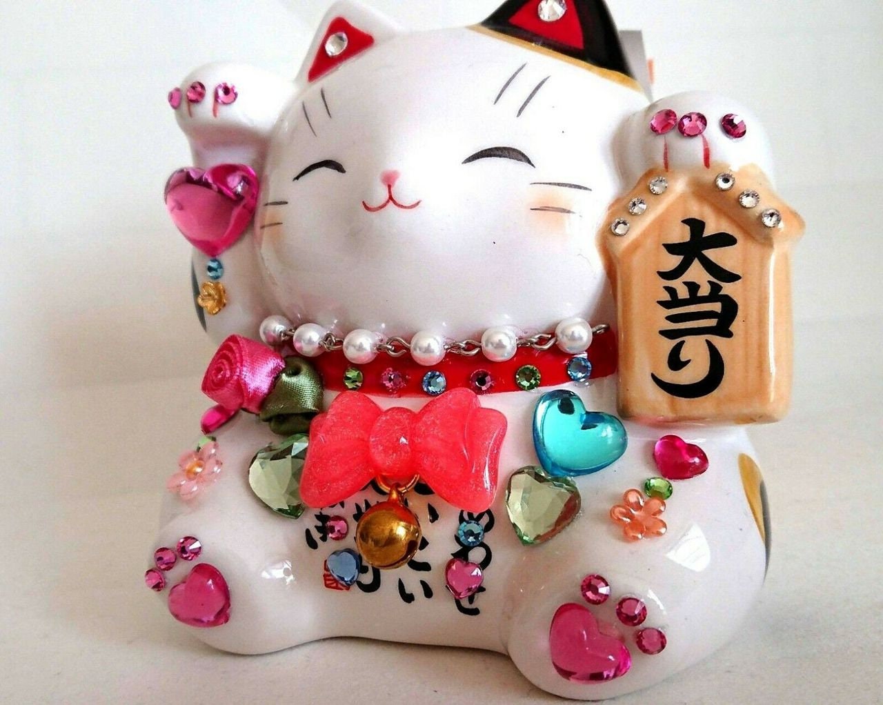 Gorgeous Maneki Neko Japanese Fortune Lucky Cat Deco Decoration Made in ...