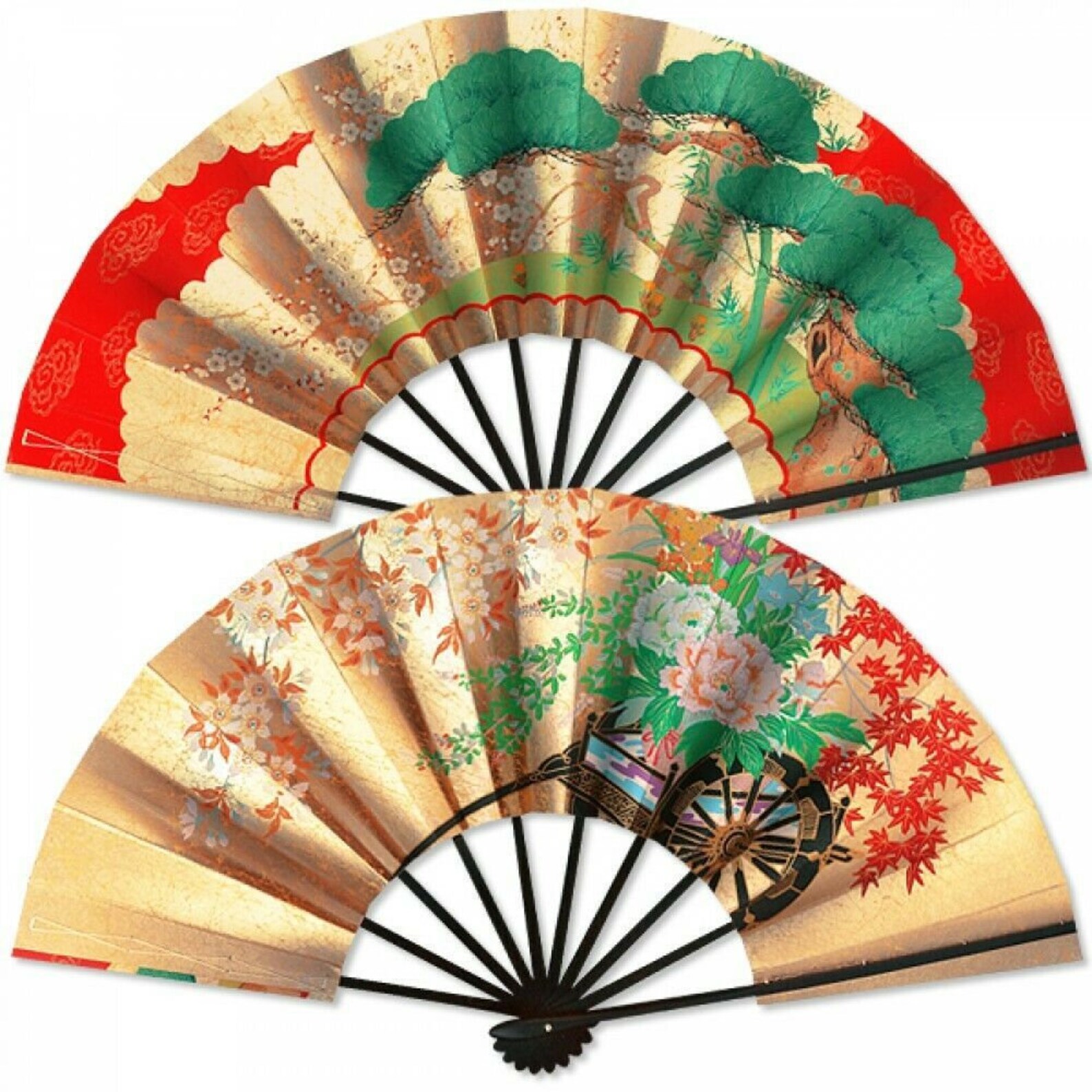 Kyoto Gold Sensu Japanese Bamboo Folding Fan Reversible Sho | Etsy