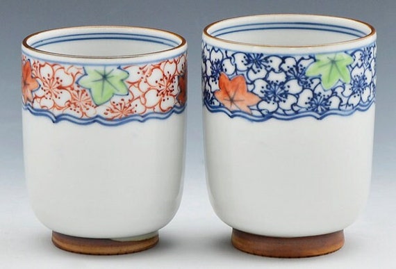 Yunomi Kyo Kiyomizu Yaki Porcelain Japanese Tea Cup Set Obi - Etsy