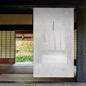 Kyoto Noren Japanese Door Curtain Linen SARASA Traditional Craft White ...
