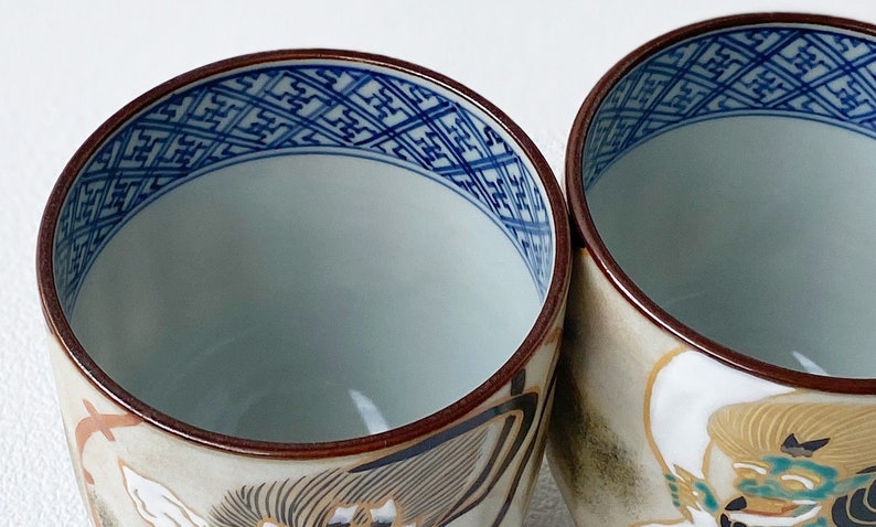 Yunomi Kyo Kiyomizu Yaki Japanese Tea Cup Set Fujin Raijin - Etsy