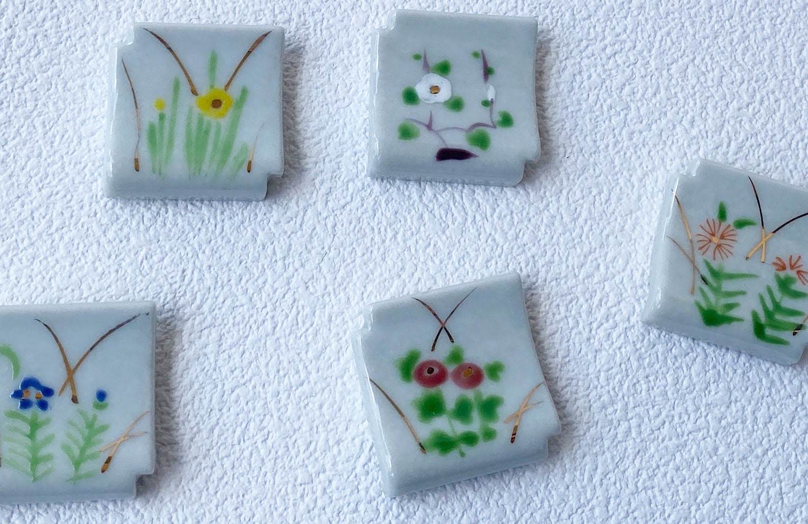 Kyo Kiyomizu Yaki Japanese Chopstick Rest Hashioki 5pcs 5 Flowers Cute ...