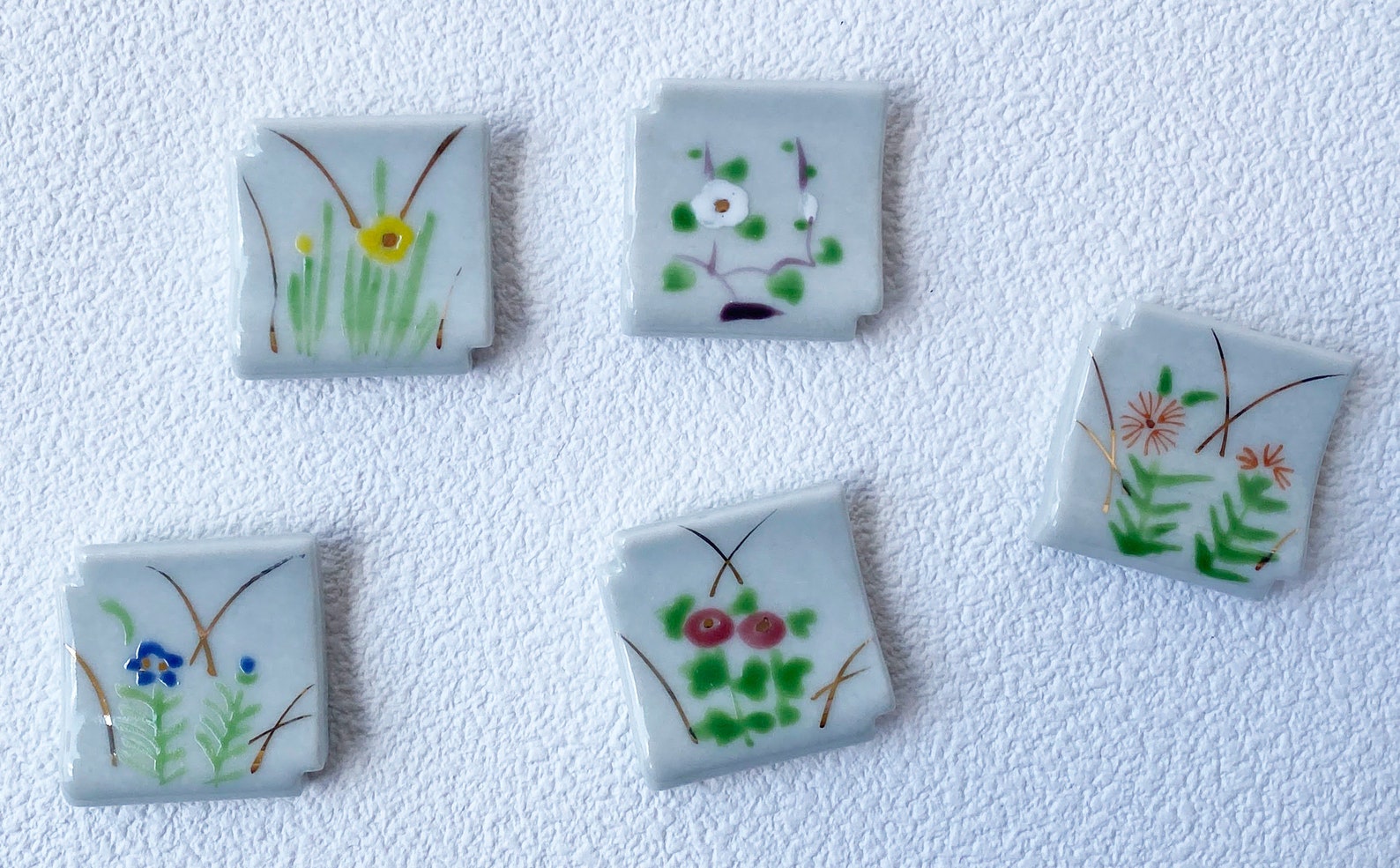 Kyo Kiyomizu Yaki Japanese Chopstick Rest Hashioki 5pcs 5 Flowers Cute ...