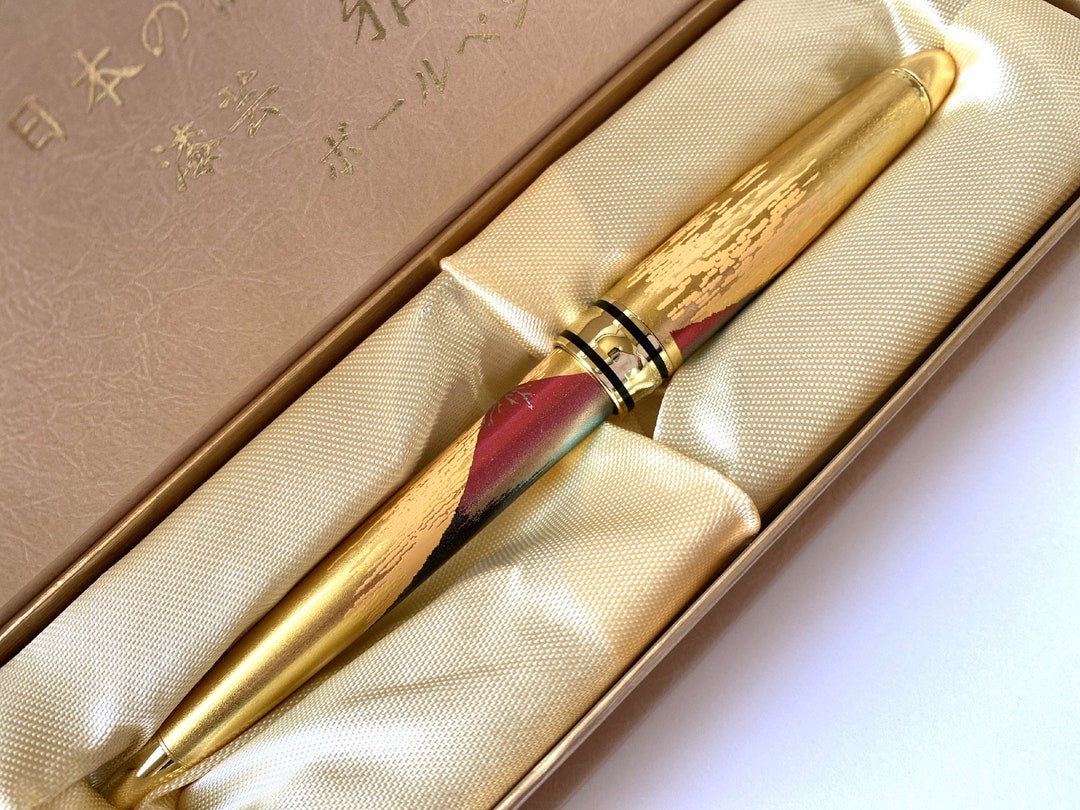 Gold Urushi Ballpoint Pen Red Mt.fuji Hokusai Japan Yamanaka ...