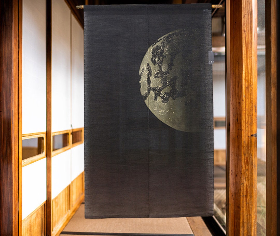 Kyoto Noren Japanese Hanging Door Curtain Linen Jute Mooning Moon ...