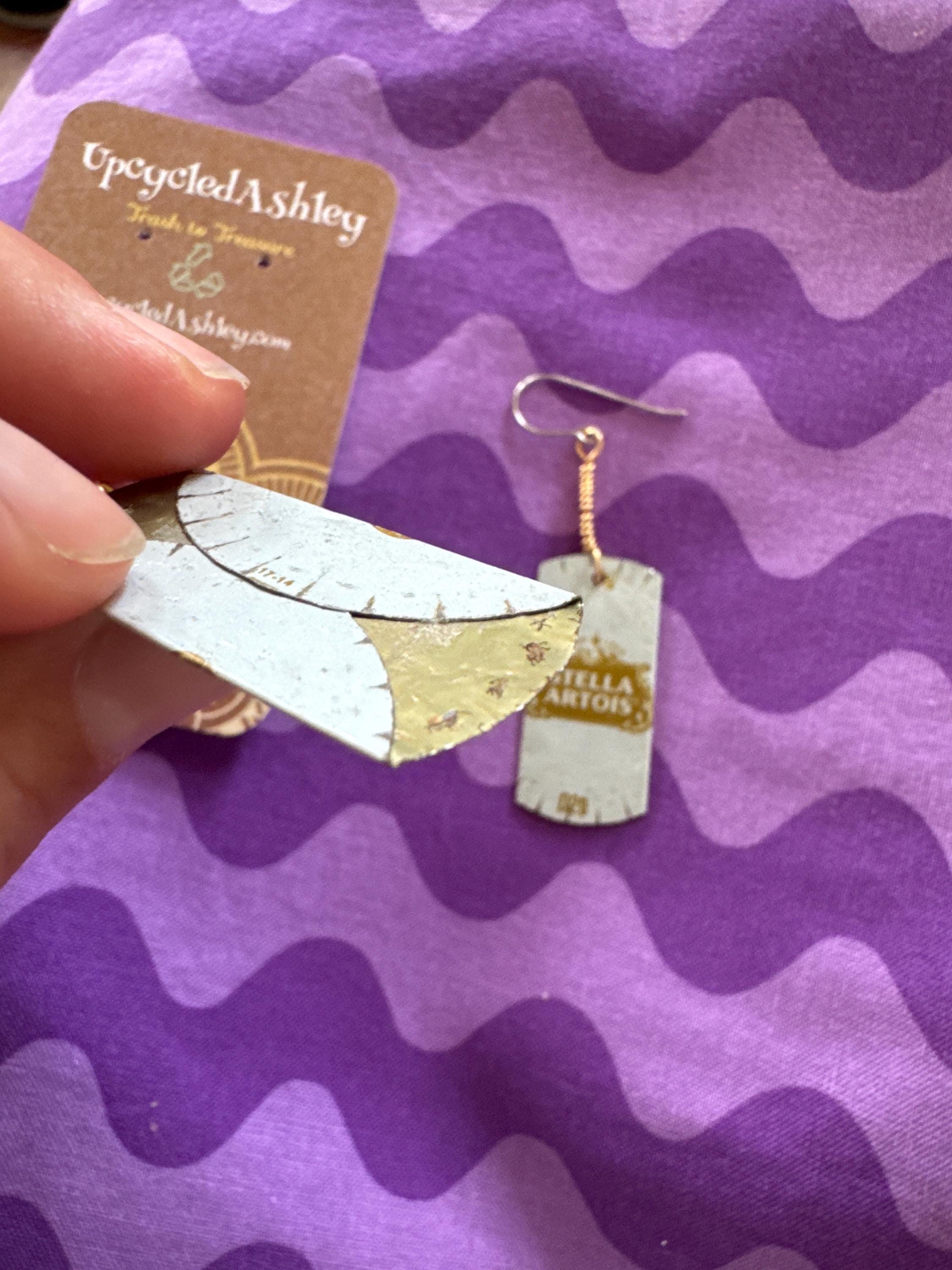 Upcycled Stella Artois Bottlecap Earrings: Handmade Copper Wire Jewelry ...