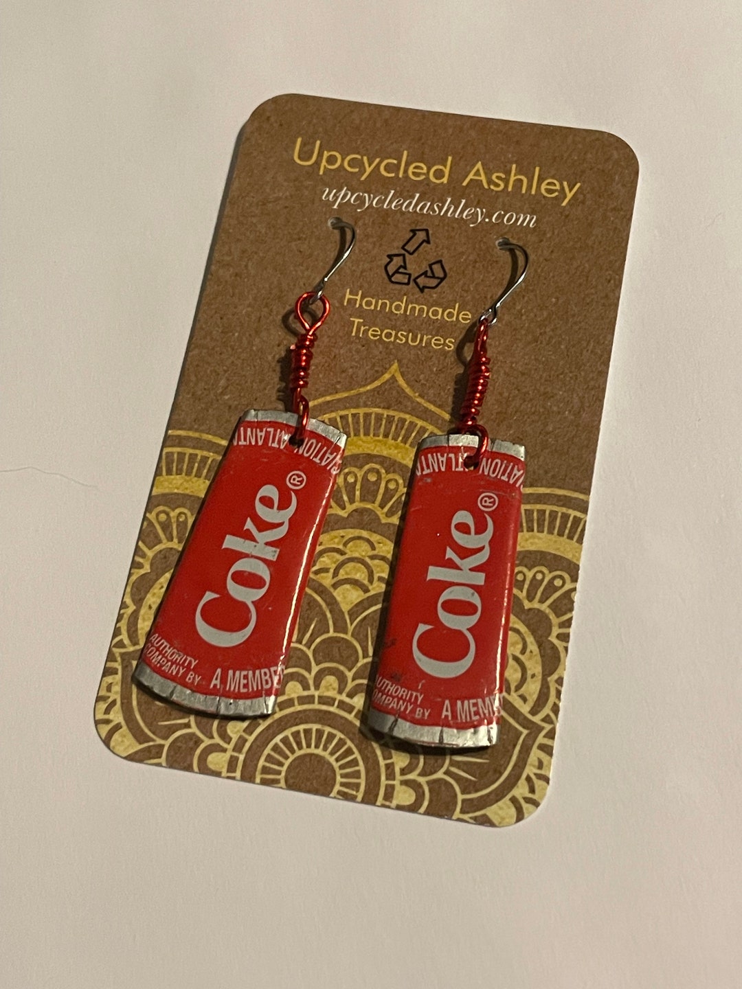 Upcycled COKE Coca-cola Original Bottlecap Earrings Rectangle Shape ...