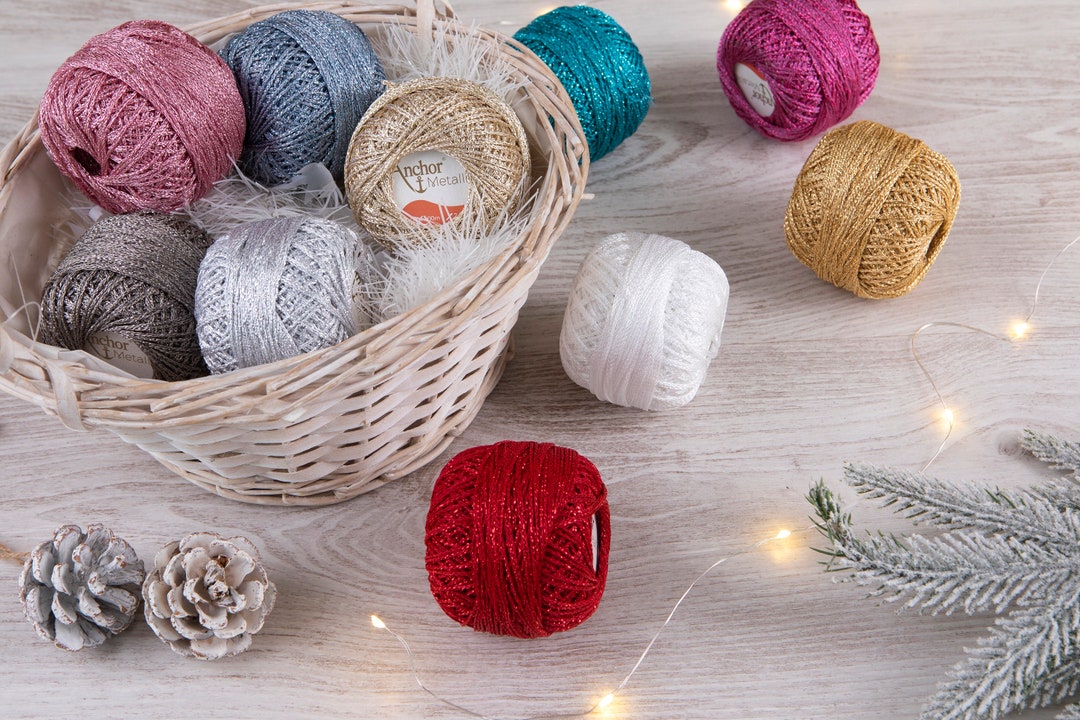 Anchor Metallic Fine Thread 25g - 250 Metres White 100 Metres - Etsy