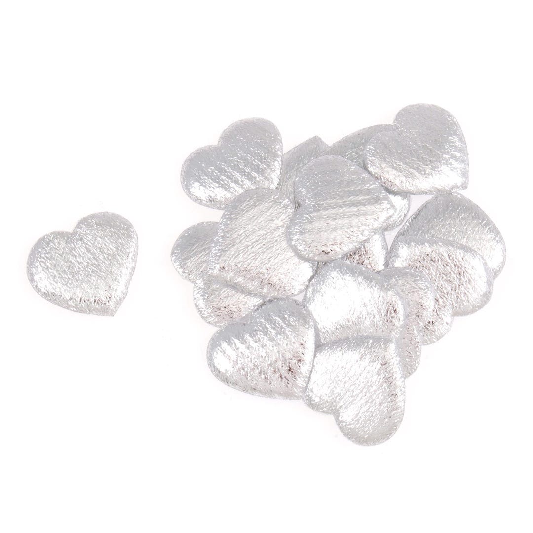 Satin Metallic Silver Padded Hearts 20 Mm Pack of 15 - Etsy