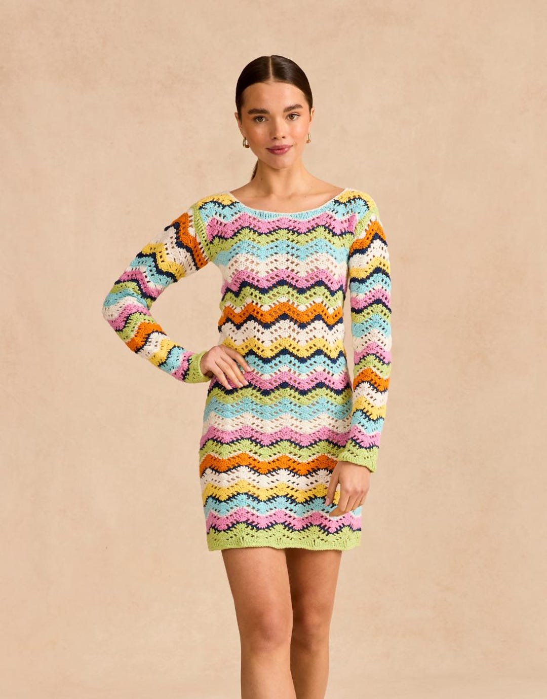 Cheeky Chevron Mini Dress Pattern Only With Sirdar Stories Shades PDF ...