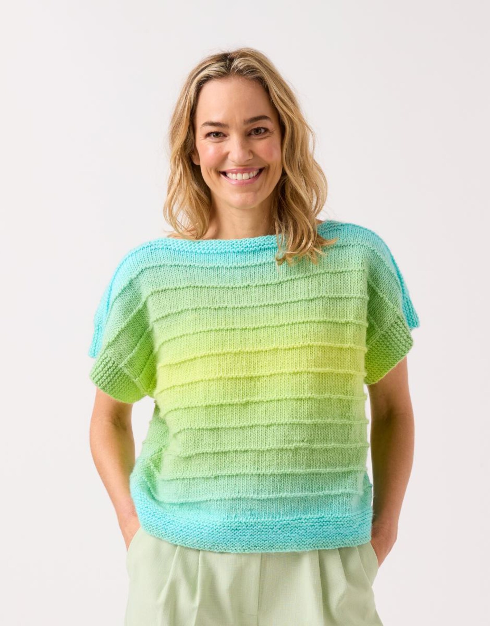 To A Tee Knitted Top Knitting Pattern With Variegated Self Patterning ...