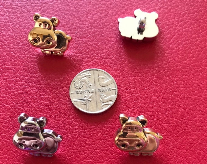 Novelty Buttons Hippo Antique Gold - Silver Colours 10 - 12mm for ...
