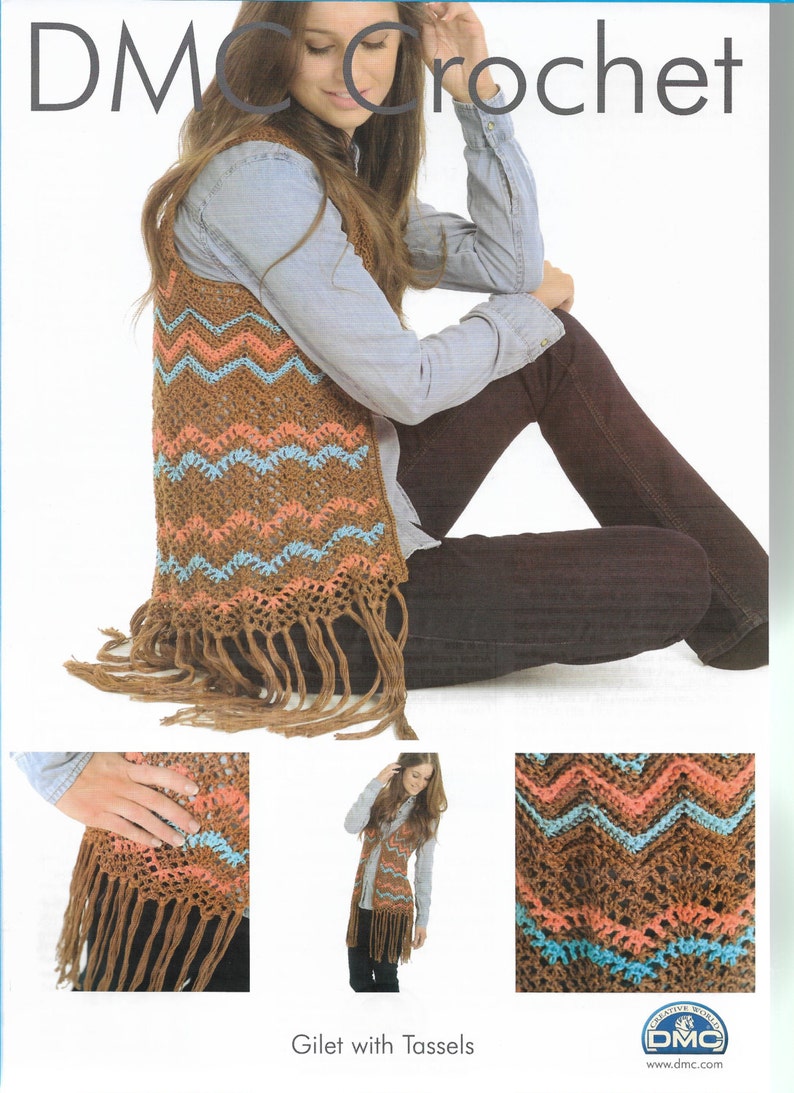 Crochet Gilet With Tassel Pattern Only Petra Cotton Yarn - Etsy UK