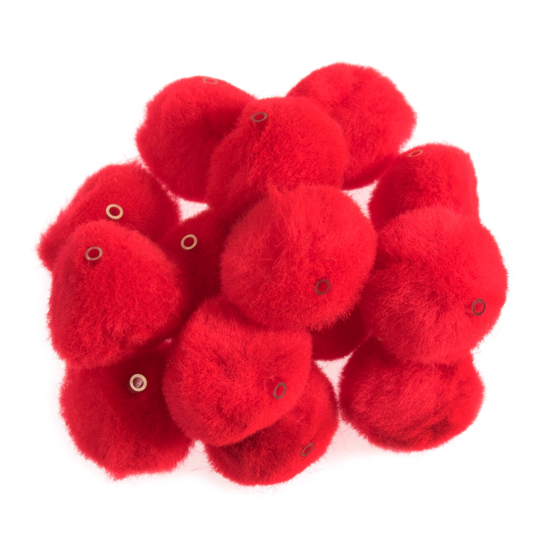 25mm Pom Poms With Hole Solid Colours Soft Fluffy Art Craft Card Making ...