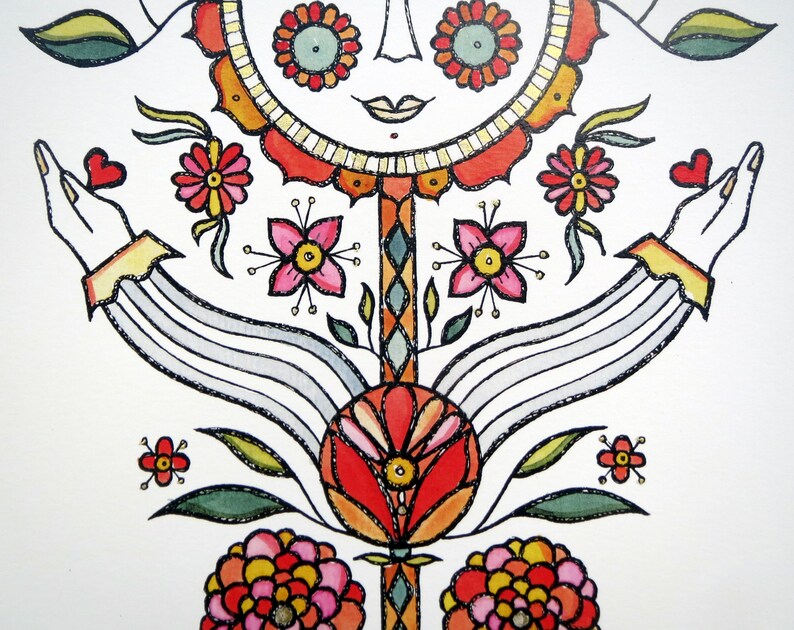 Art Print, Totem Flower Print, Inspirational Quote, Hand Retouched With ...