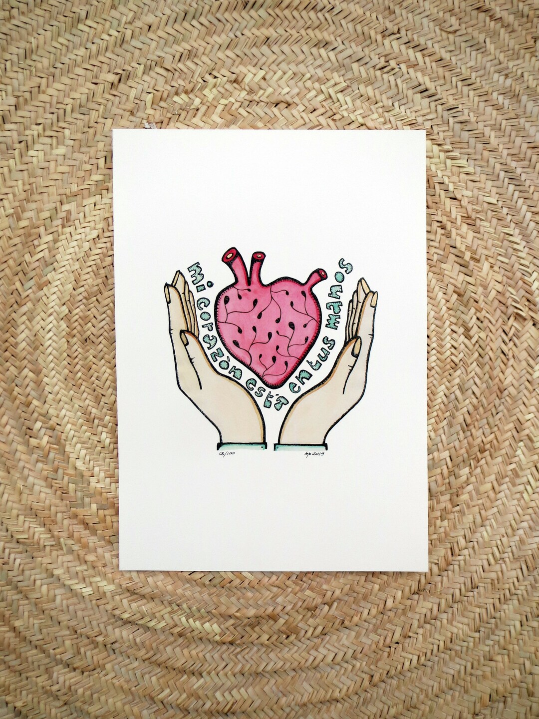 Heart and Hands Art Print With Inspirational Saying, Hand Retouched ...