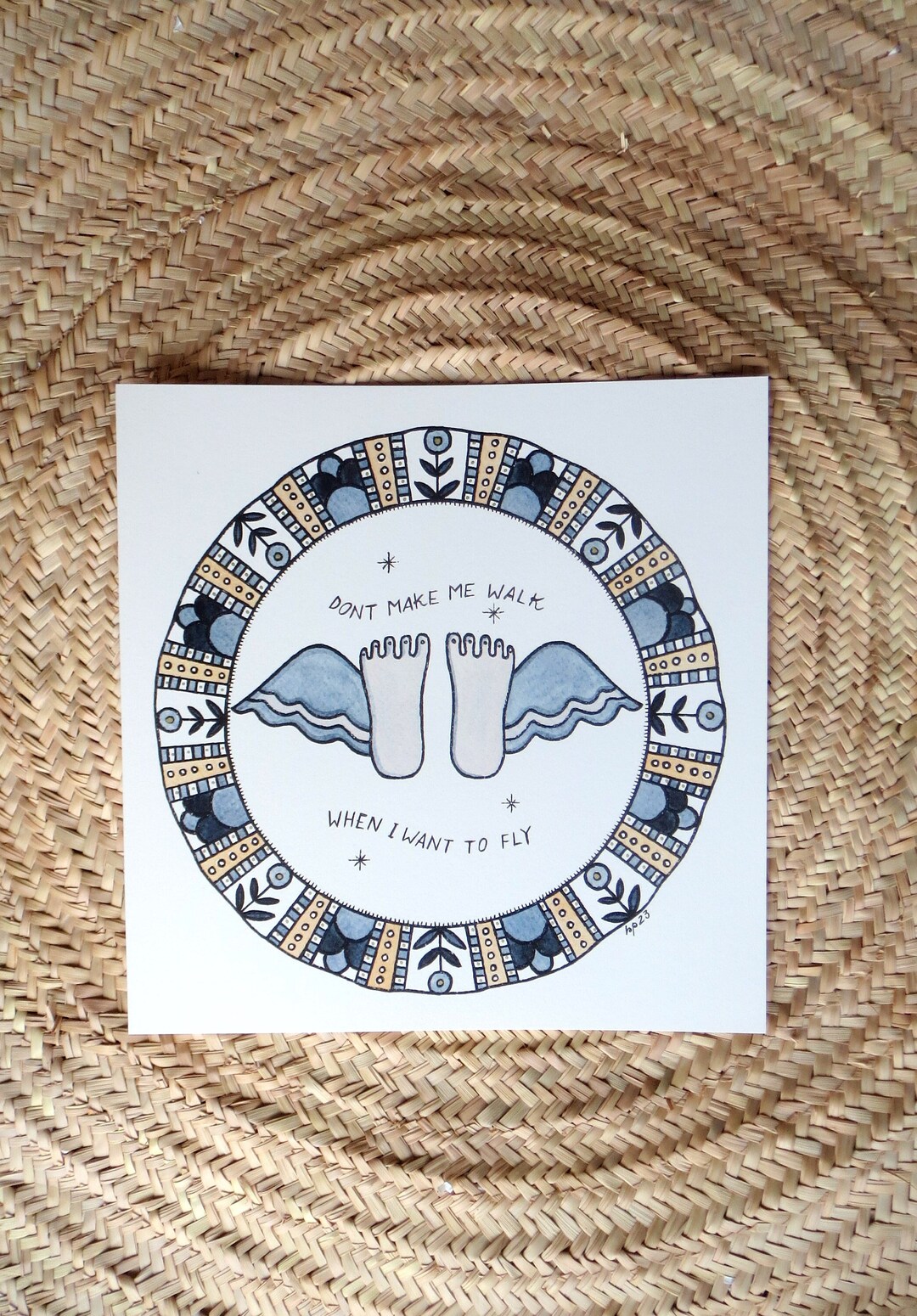 Feet Print: Boho Inspirational Quote, Golden Ink Square Art - Etsy