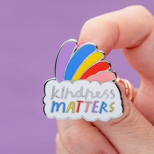 Kindness Matters Enamel Pin // Be Kind Pin // Rainbow Lapel Pin Badge ...