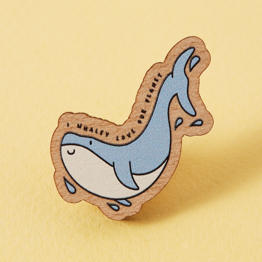 Whale Love Wooden Eco Pin // Sustainable Eco Pin Badge, Wooden Pin ...