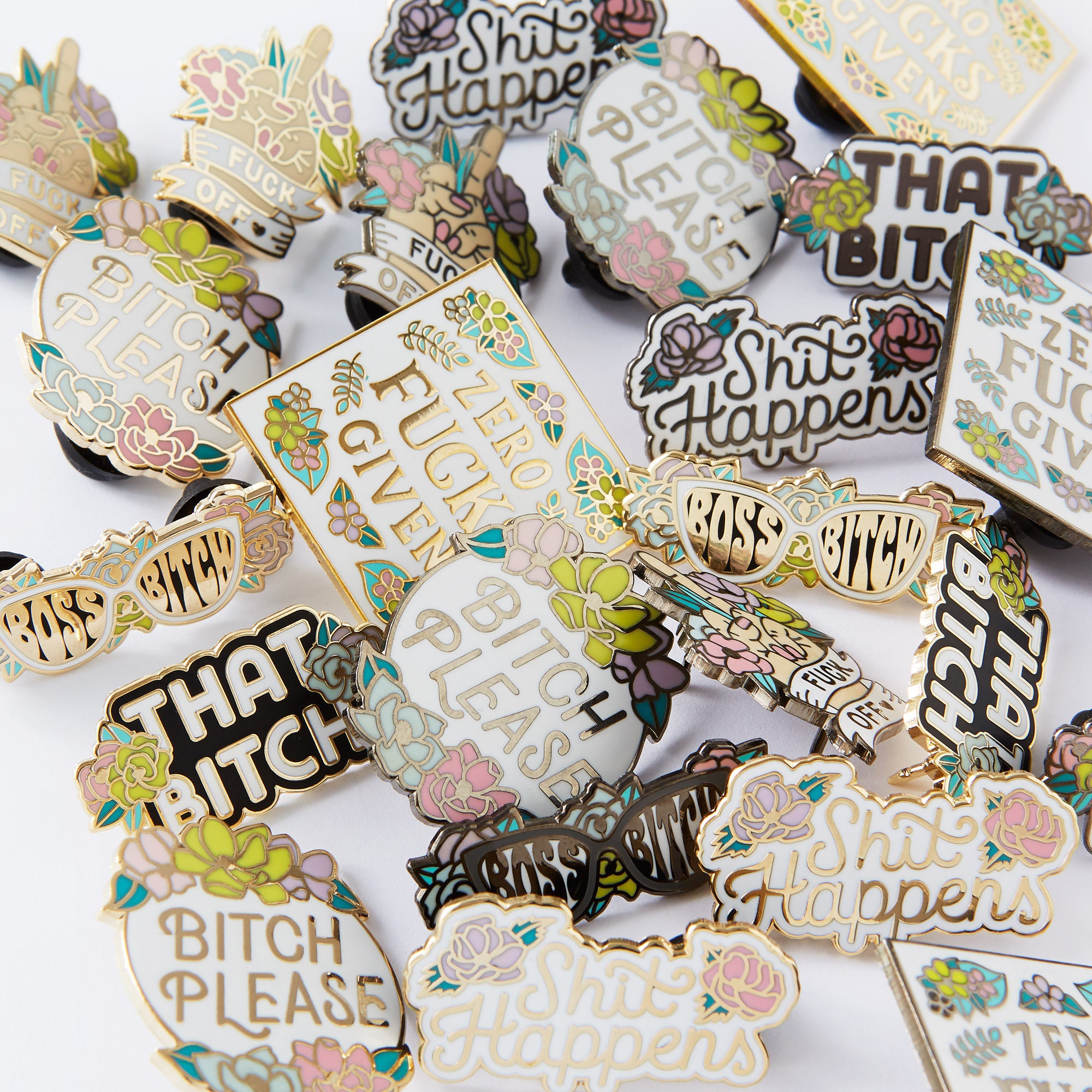 S&t Happens Floral Swears Enamel Pin // Rude pin //Swearing | Etsy