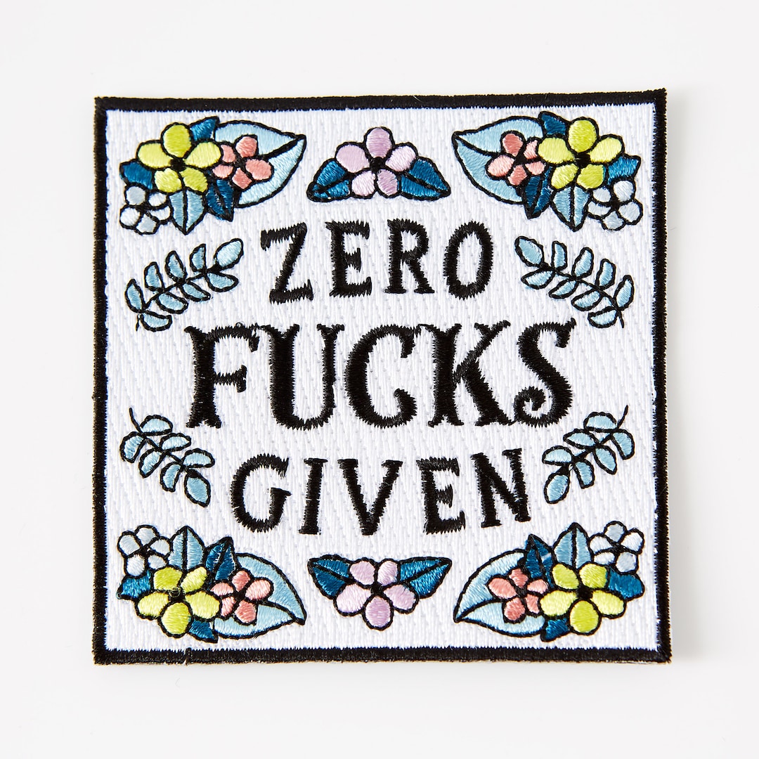 Zero Fks Given Embroidered Iron on Patch // Jacket Patch, Swearing ...