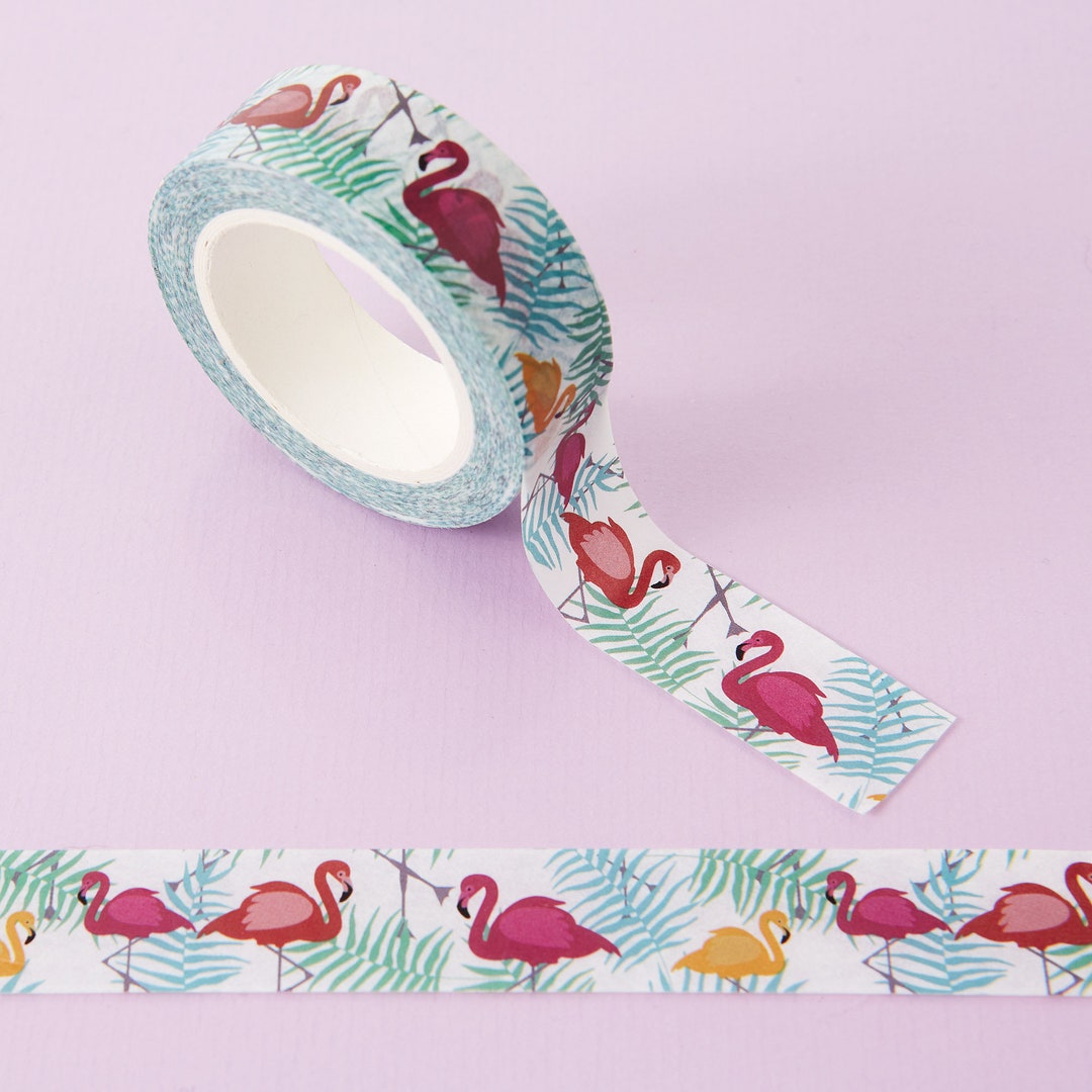 Flamingo Print Washi Tape, Tropical Print Washi Tape, Pink Flamingos ...