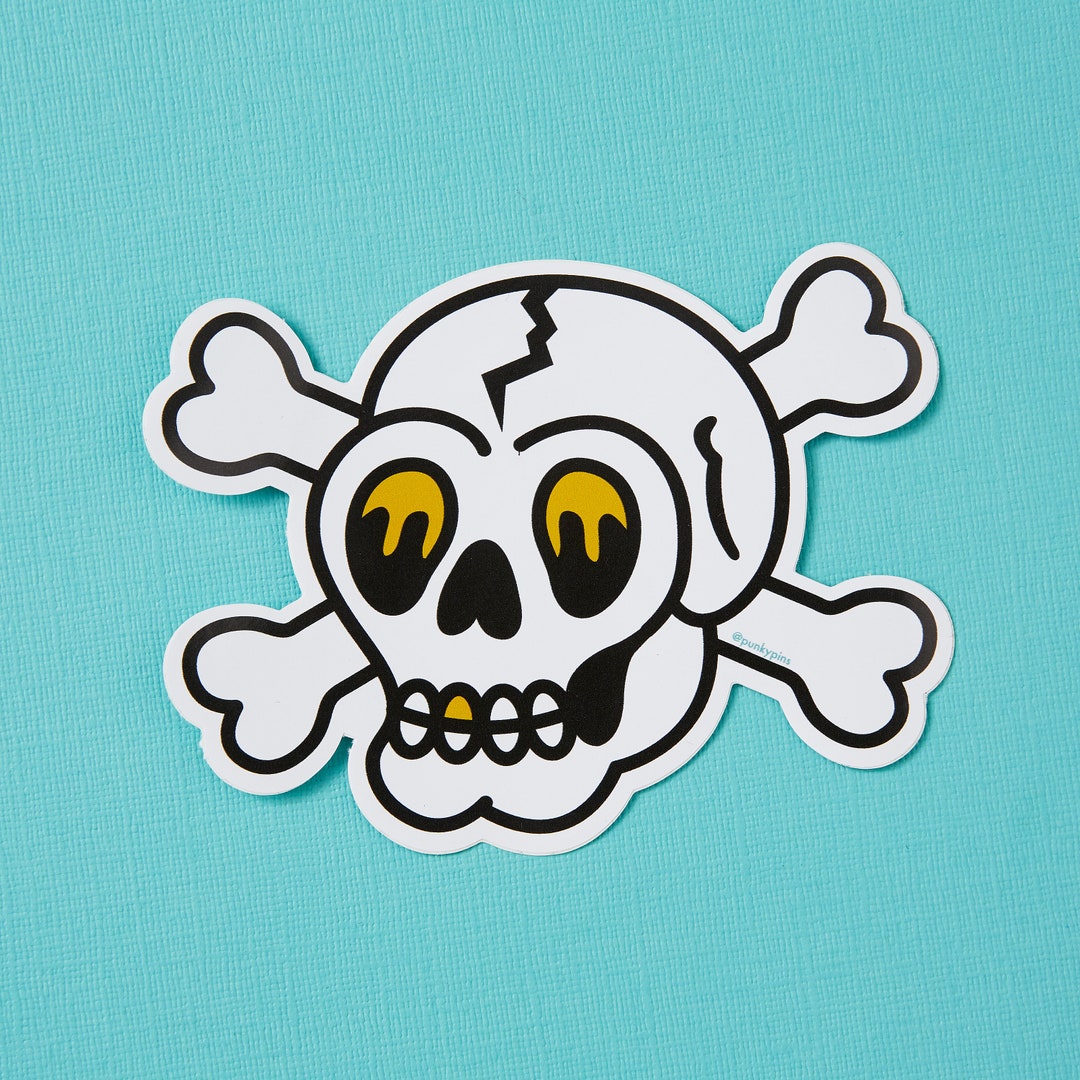 Skull and Crossbones Vinyl Sticker - Tattoo Skull Bones Decal - Etsy