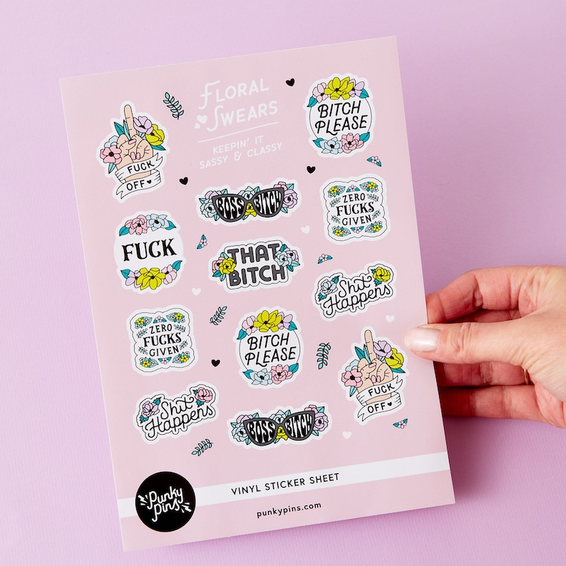 Floral Swears Vinyl Sticker Sheet A5 // Planner Stickers // - Etsy