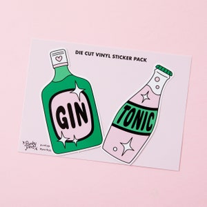 Gin & Tonic 2 X Vinyl Sticker Pack // Laptop Stickers // Large ...