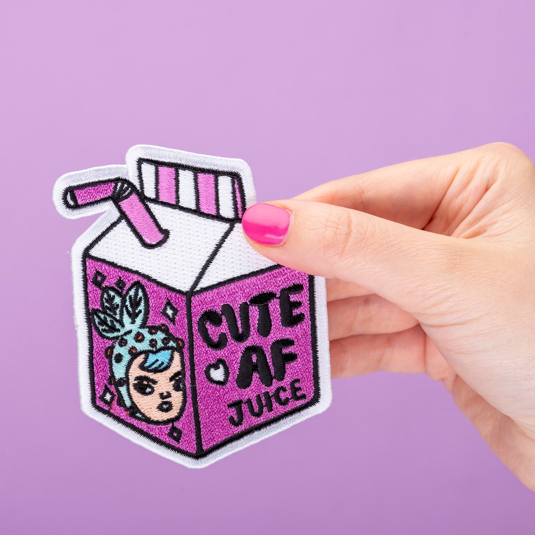 Cute AF Juice Carton Embroidered Iron on Patch // Customise, Applique ...