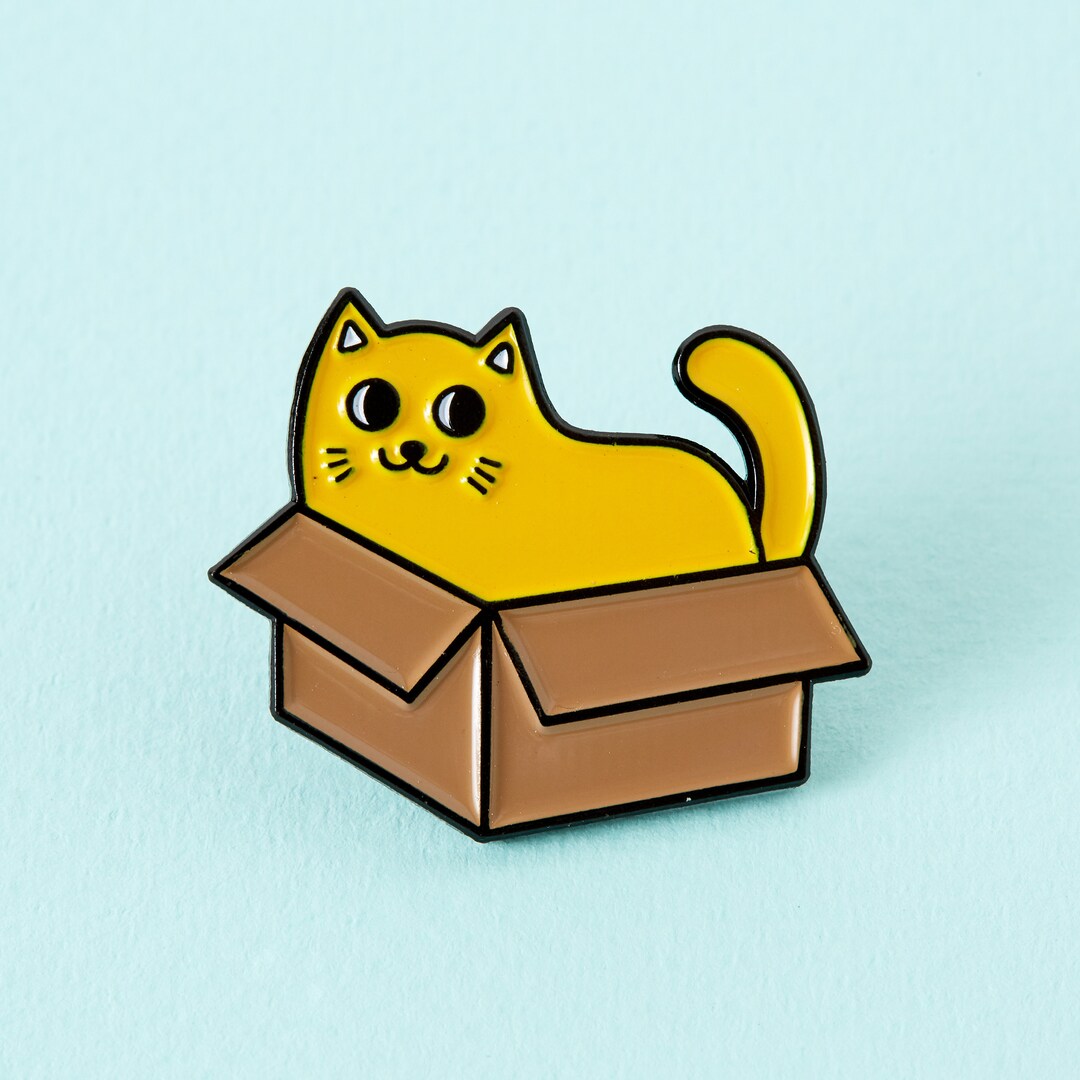 Cat in a Box Enamel Pin - Punky Pins // Ginger Cat Pin Badge, Cat ...