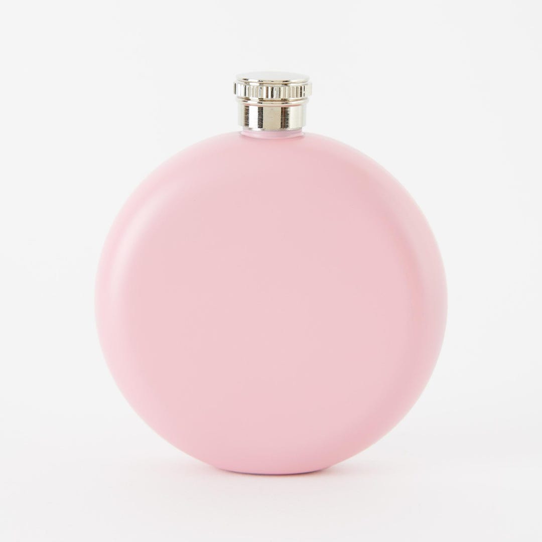 10 X Round Baby Pink Hip Flasks Bulk Buy, Blank Plain Flask 5oz Size ...