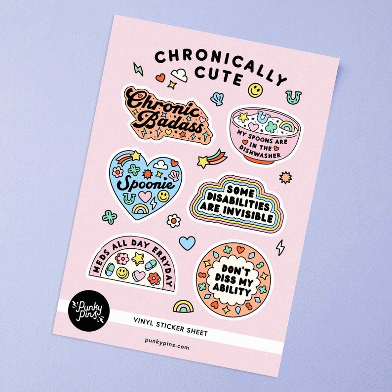 Chronically Cute Sticker Sheet A5 // Planner Stickers // Illustration ...