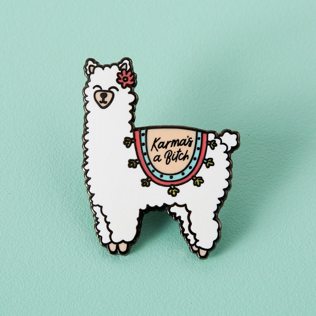 Karma Llama Enamel Pin // Kawaii Llama Pin Badge // Punky Pins - Etsy
