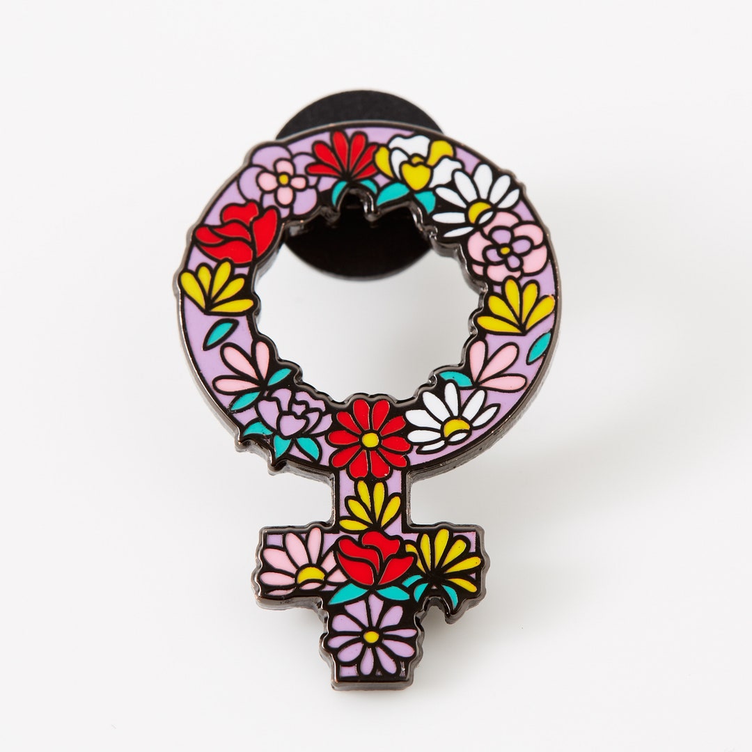 I Am Female Floral Enamel Pin - Punky Pins // Pin Badge, Badges, Cute ...