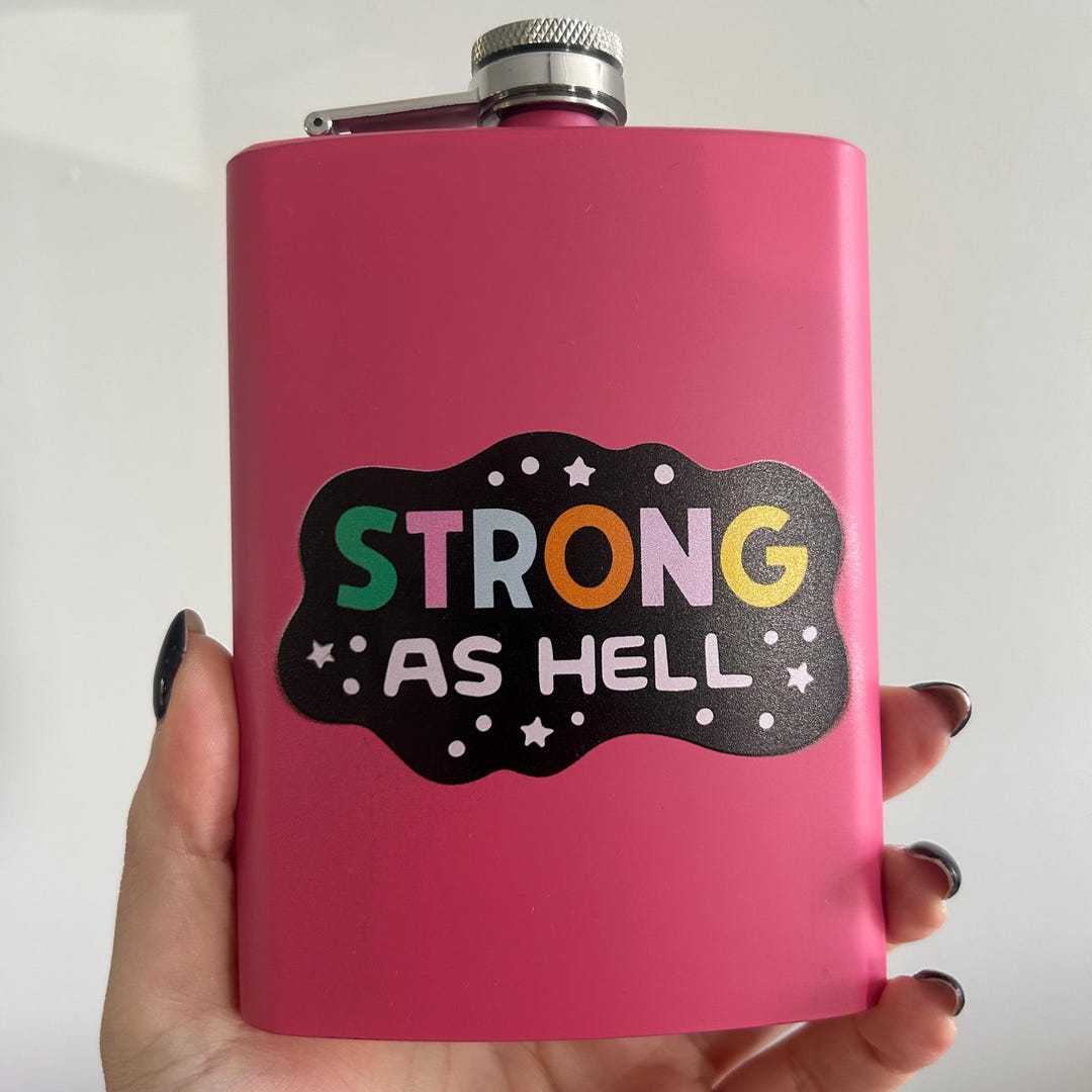 Strong as Hell Pink GRADE B SECOND Stainless Steel Hip Flask, Pink ...