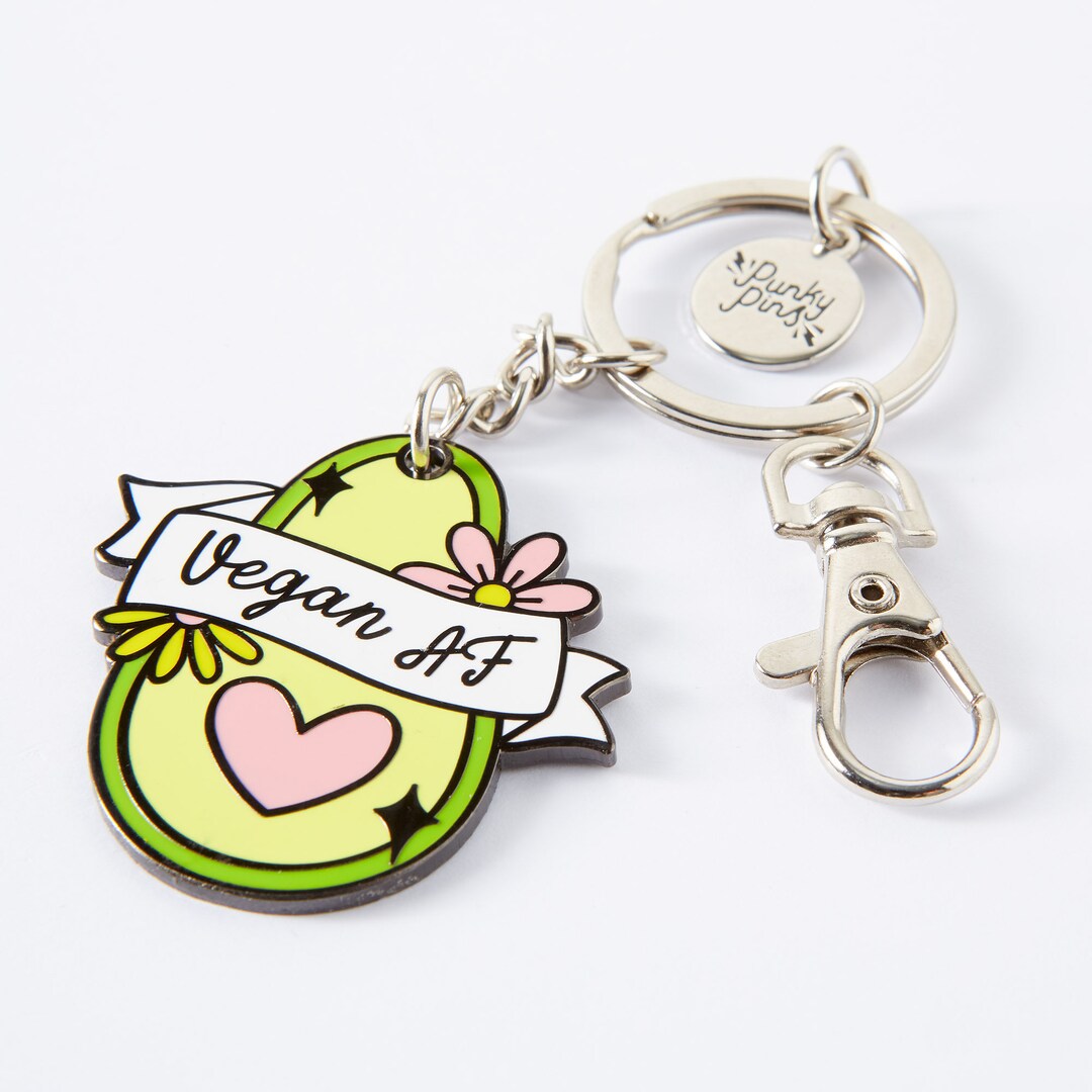 Vegan AF Avocado Enamel Keyring/keychain // Vegetarian, Secret Santa ...