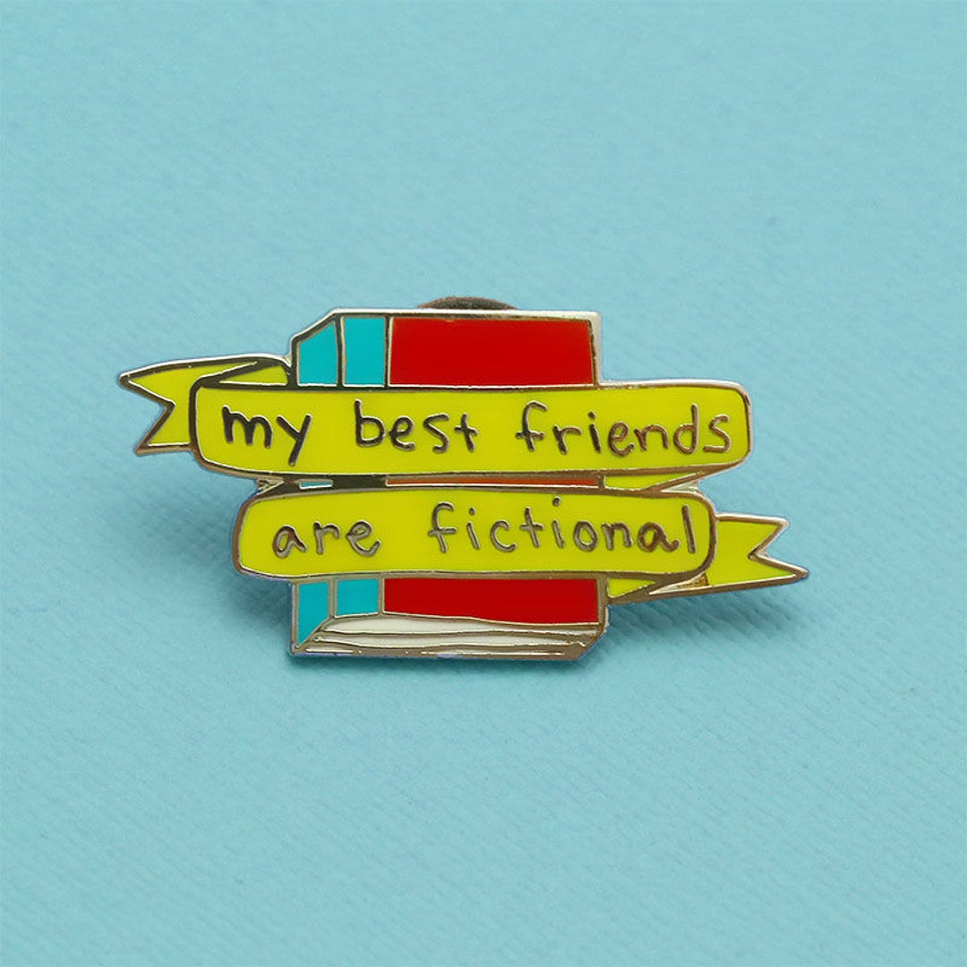 Fictional Friends Enamel Pin, Introvert Doodles, Bibliophile Gift - Etsy