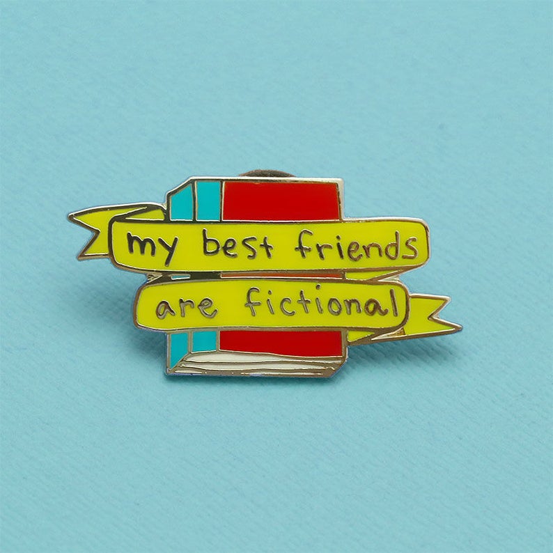 My Best Friends Are Fictional Enamel Pin / Introvert Doodles ...