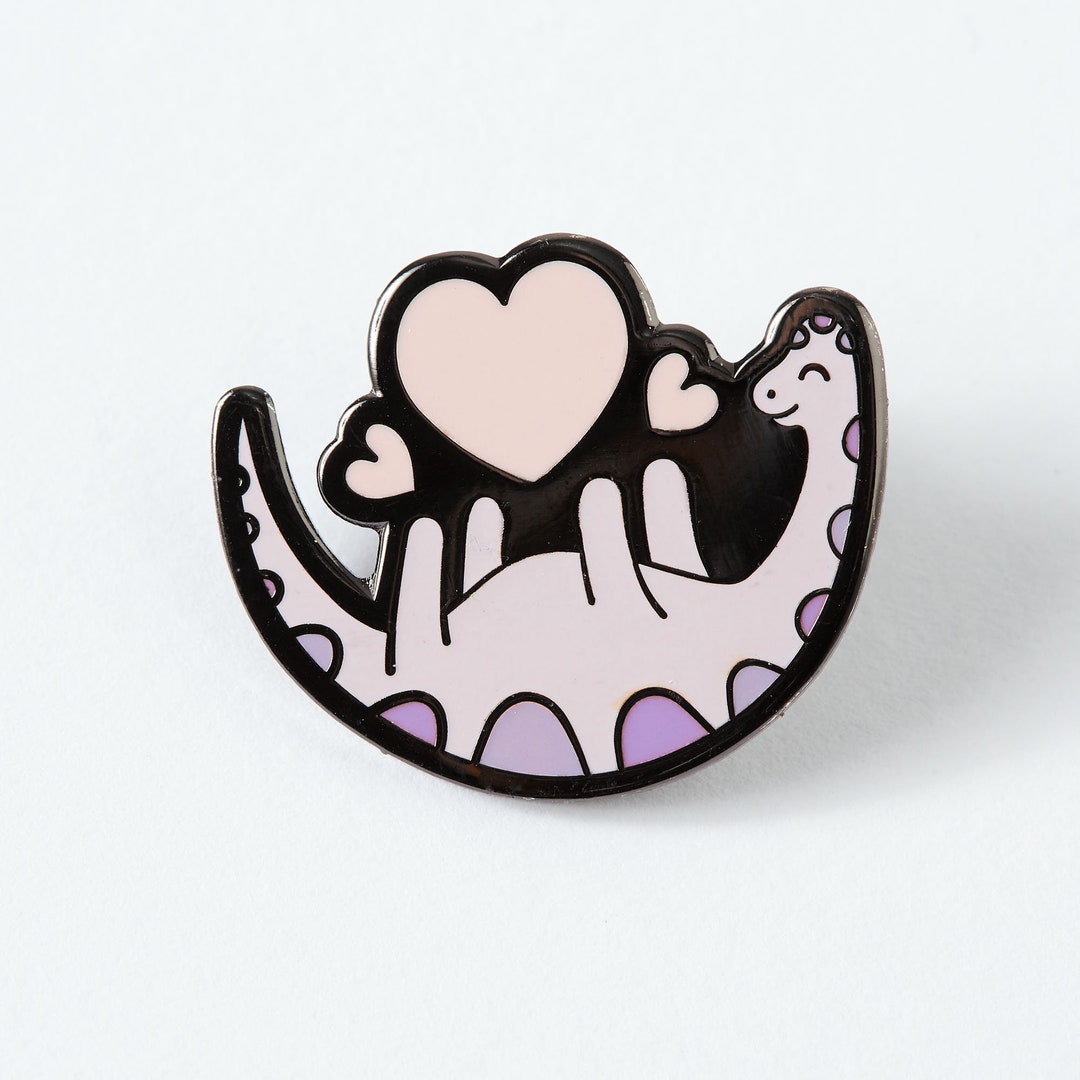 Dinosaur Love Enamel Pin // Kawaii Cute Brachiosaurus Pastel Dinosaur ...
