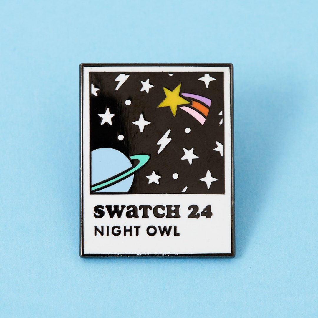 Night Owl Swatch Enamel Pin - Punky Pins // Pin Badge, Badges, in the ...